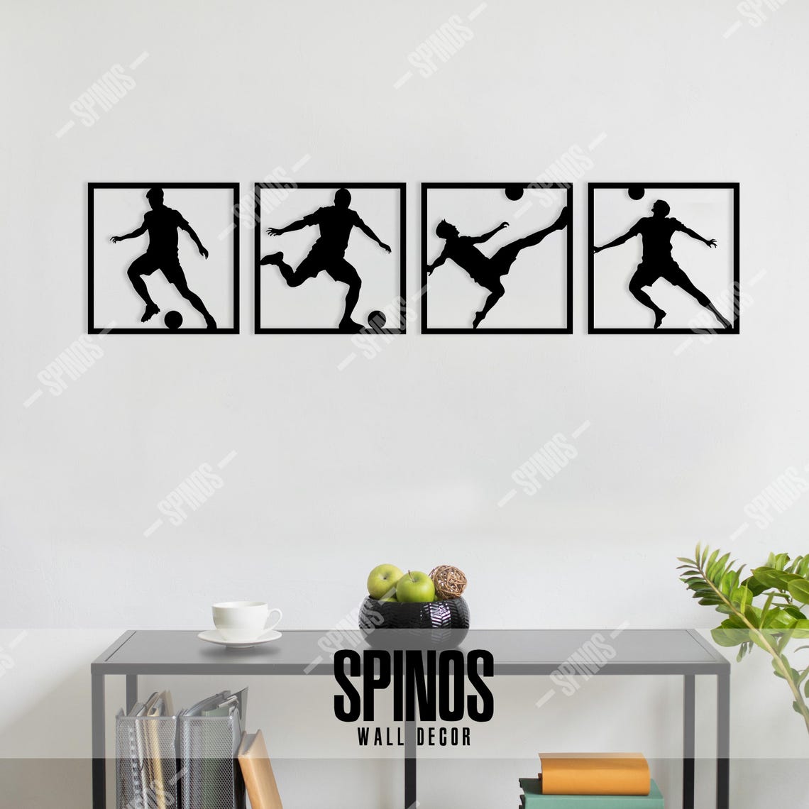 Soccer Player Wooden Wall Art – 4 - Piece Football Action Decor Set for ...