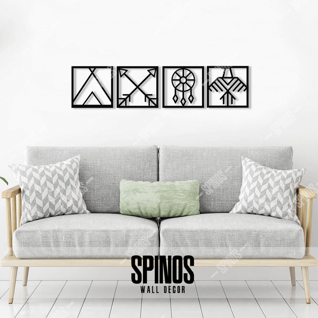 Native American Symbols Wood Wall Art: Minimalist Indian Decor - Etsy