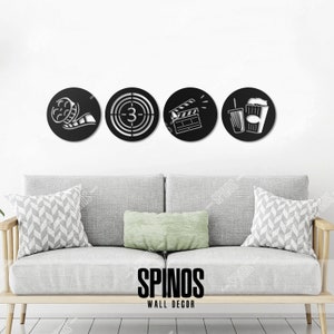 Cinema Wood Wall Art - Movies Symbols Decor - Clacket, Film Countdown ...