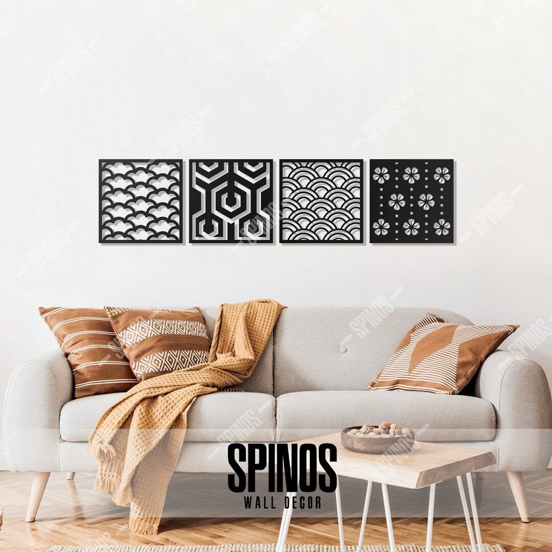 Japanese Pattern Wall Art - Asian Motifs Wall Decor - Kimono Motif Sign ...