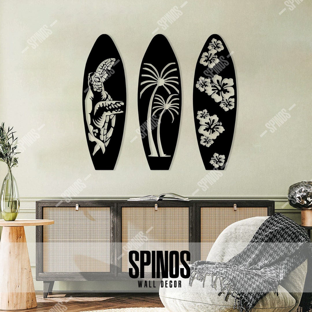 Surf Wood Wall Decor, Ocean Surfboard Wall Art, Surfing Sign, Palm, Sea ...