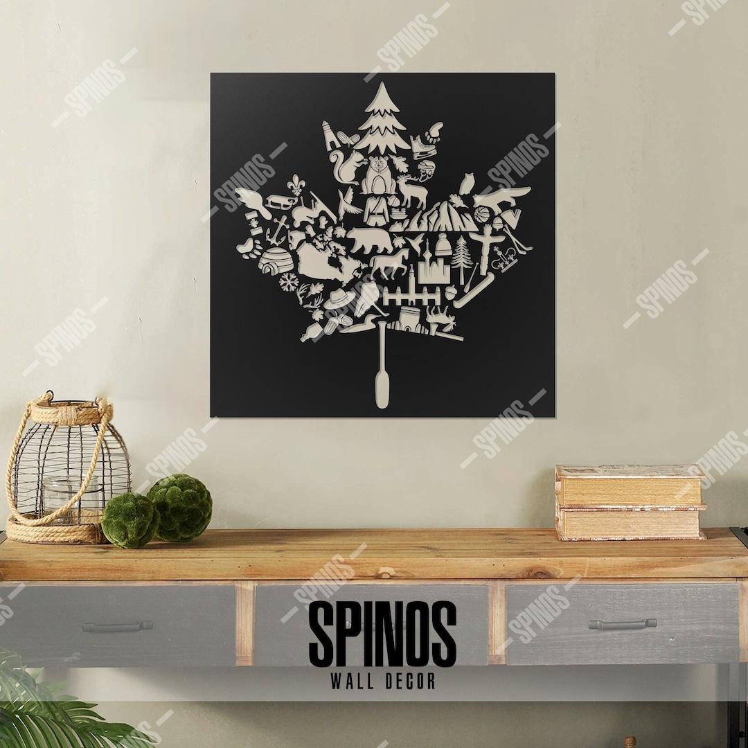 Canadian Symbols Wood Wall Decor - Maple Leaf Wall Art - Canada Wood ...