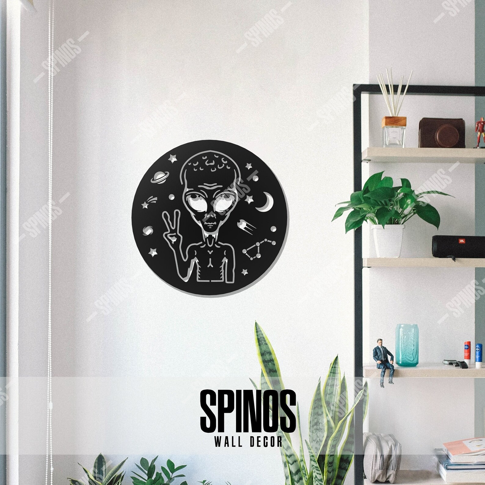 Alien Wall Art Space Wall Decor Planet Stars Moon Wood - Etsy