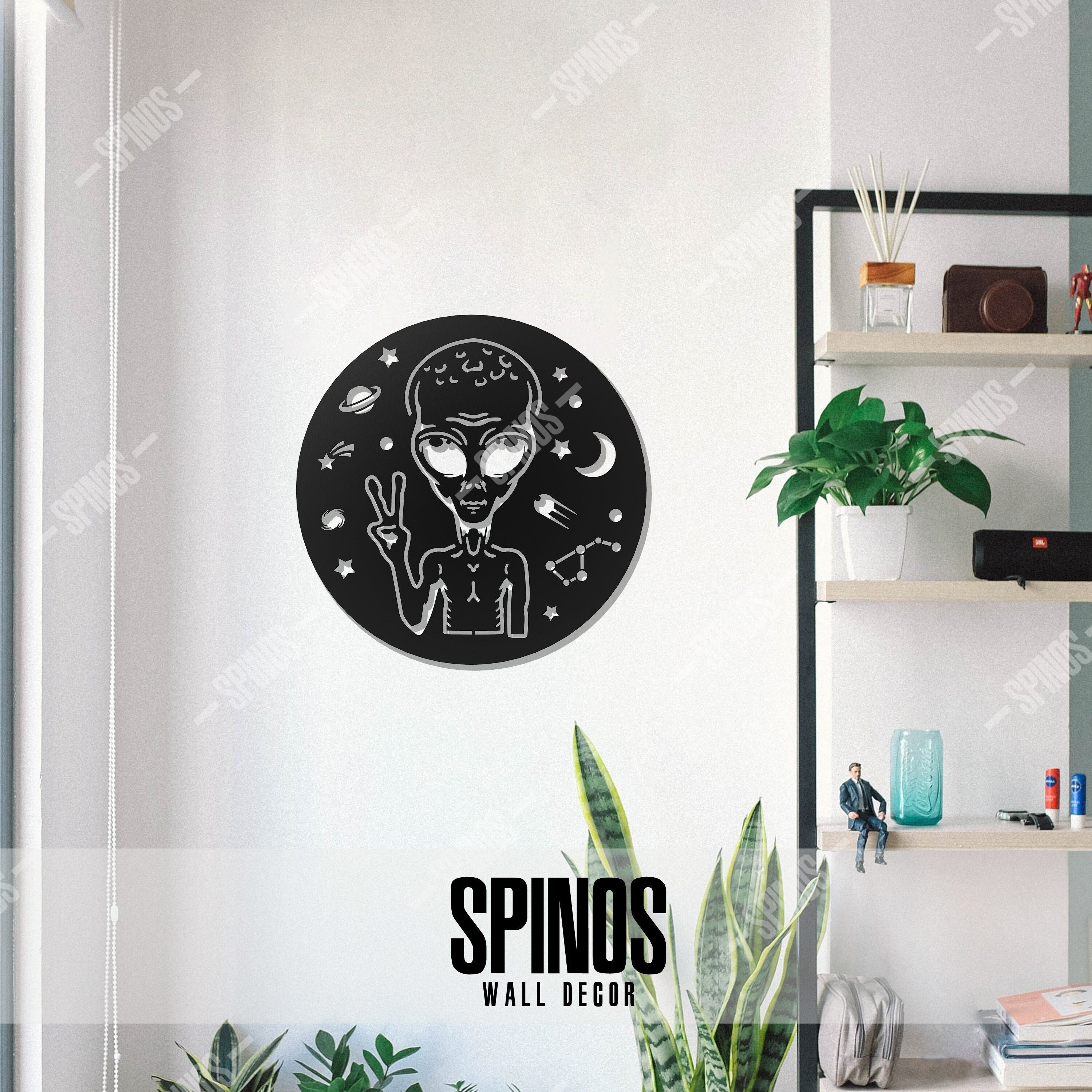 Alien Wall Art Space Wall Decor Planet Stars Moon Wood - Etsy