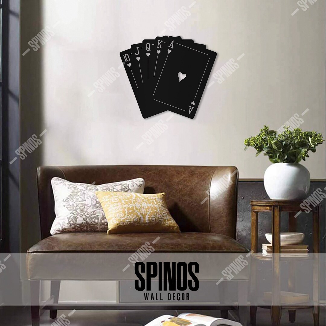 Royal Flush Wooden Wall Decor: Poker Card Art, Casino Sign - Etsy