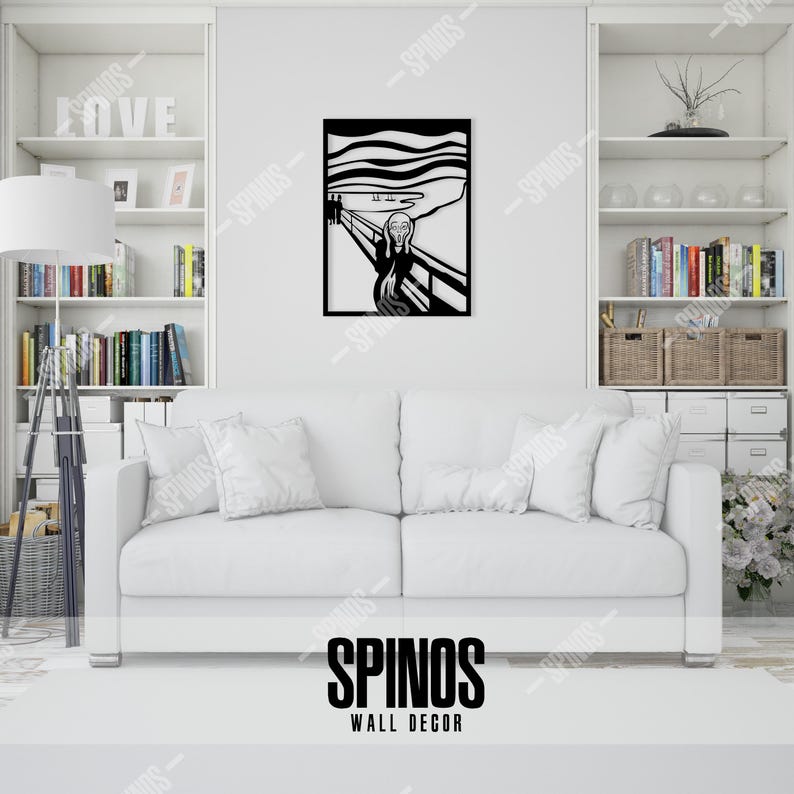 The Scream Wooden Wall Art – Minimal Edvard Munch Line Art ...