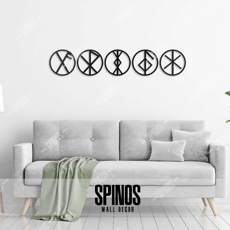 Vikings Rune Wood Wall Art Bind Runes Decor Nordic - Etsy