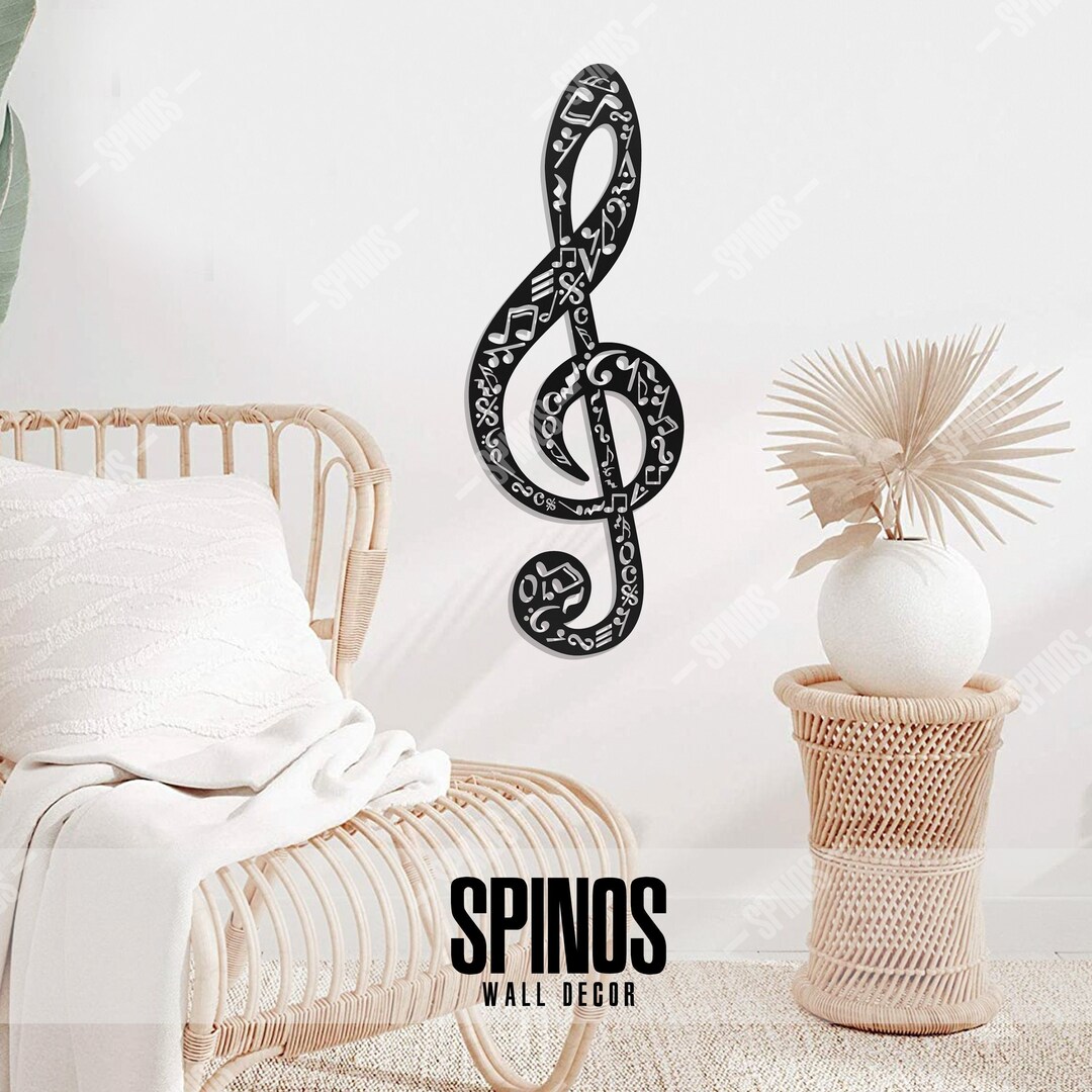 Music Wood Wall Decor - Treble Clef Wall Art - Musical Note Sign ...