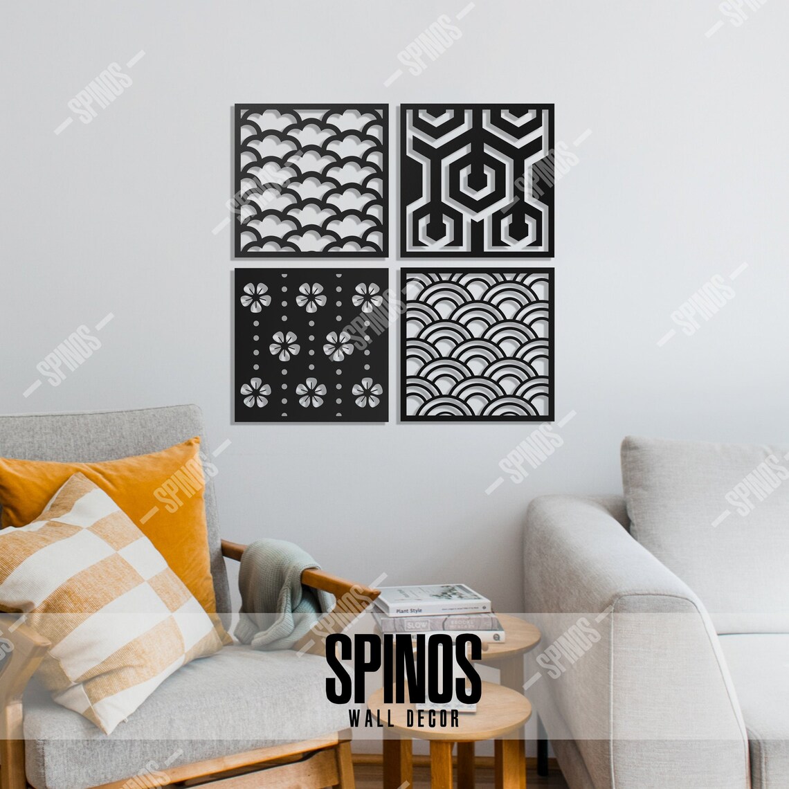 Japanese Pattern Wall Art Asian Motifs Wall Decor Kimono - Etsy