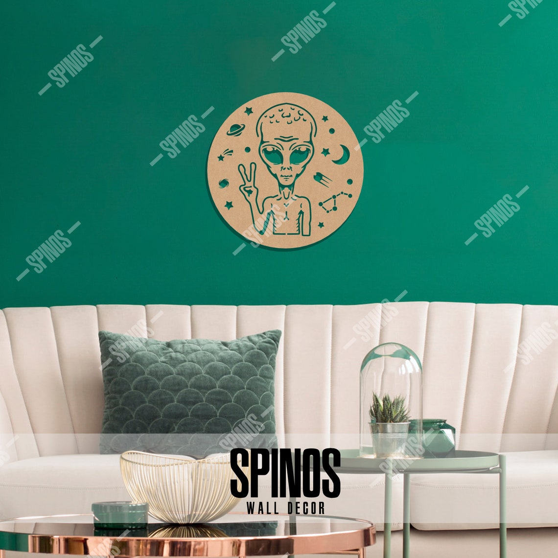 Alien Wall Art Space Wall Decor Planet Stars Moon Wood | Etsy