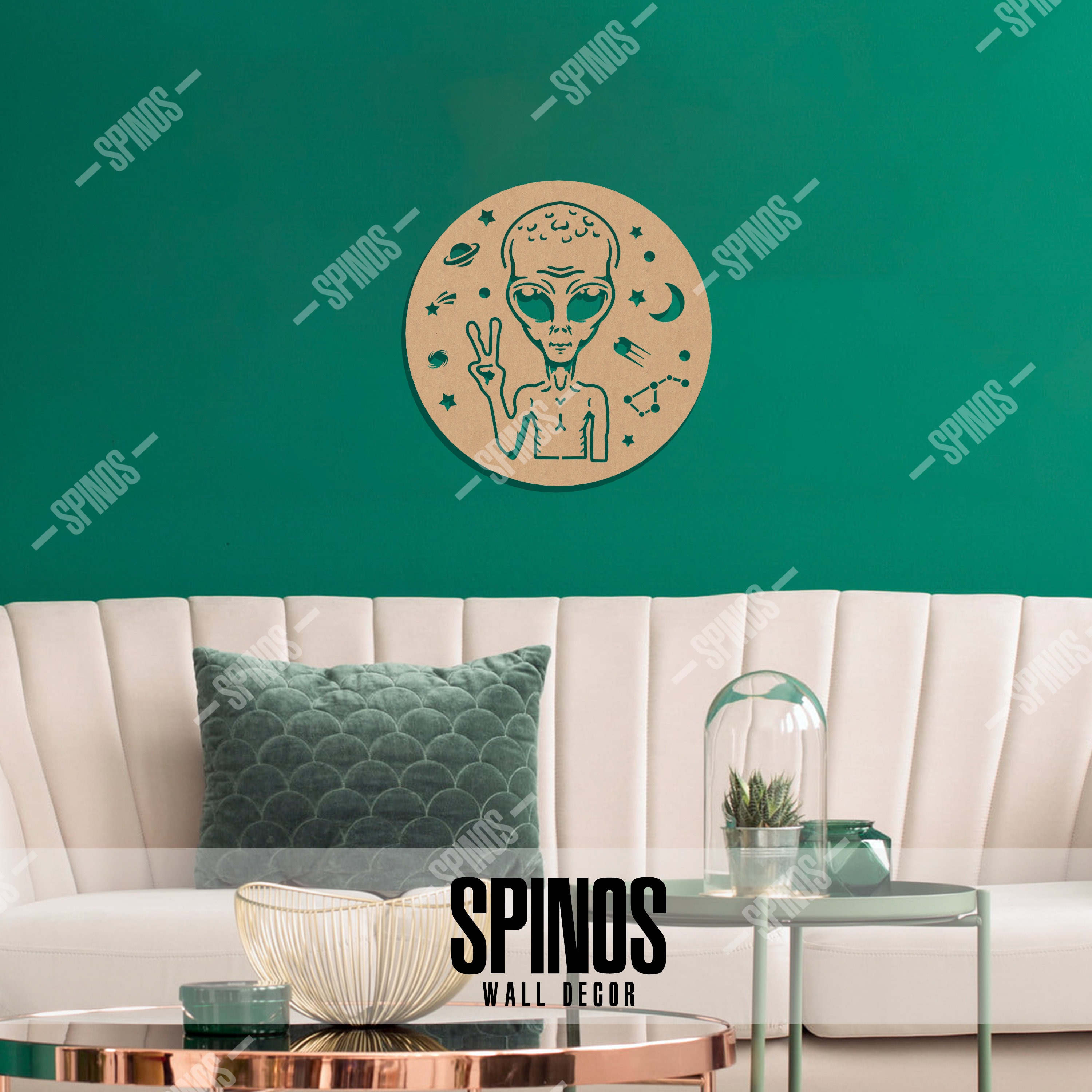 Alien Wall Art Space Wall Decor Planet Stars Moon Wood | Etsy