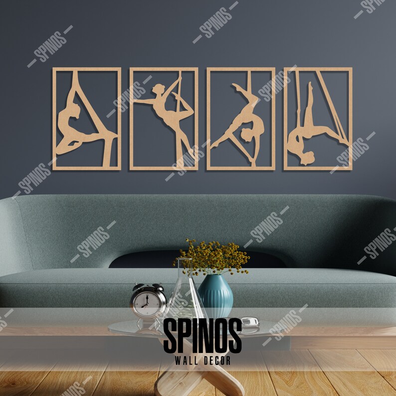 Aerial Silk Wood Wall Art: Acrobatics Home Decor (set of 4) - Etsy