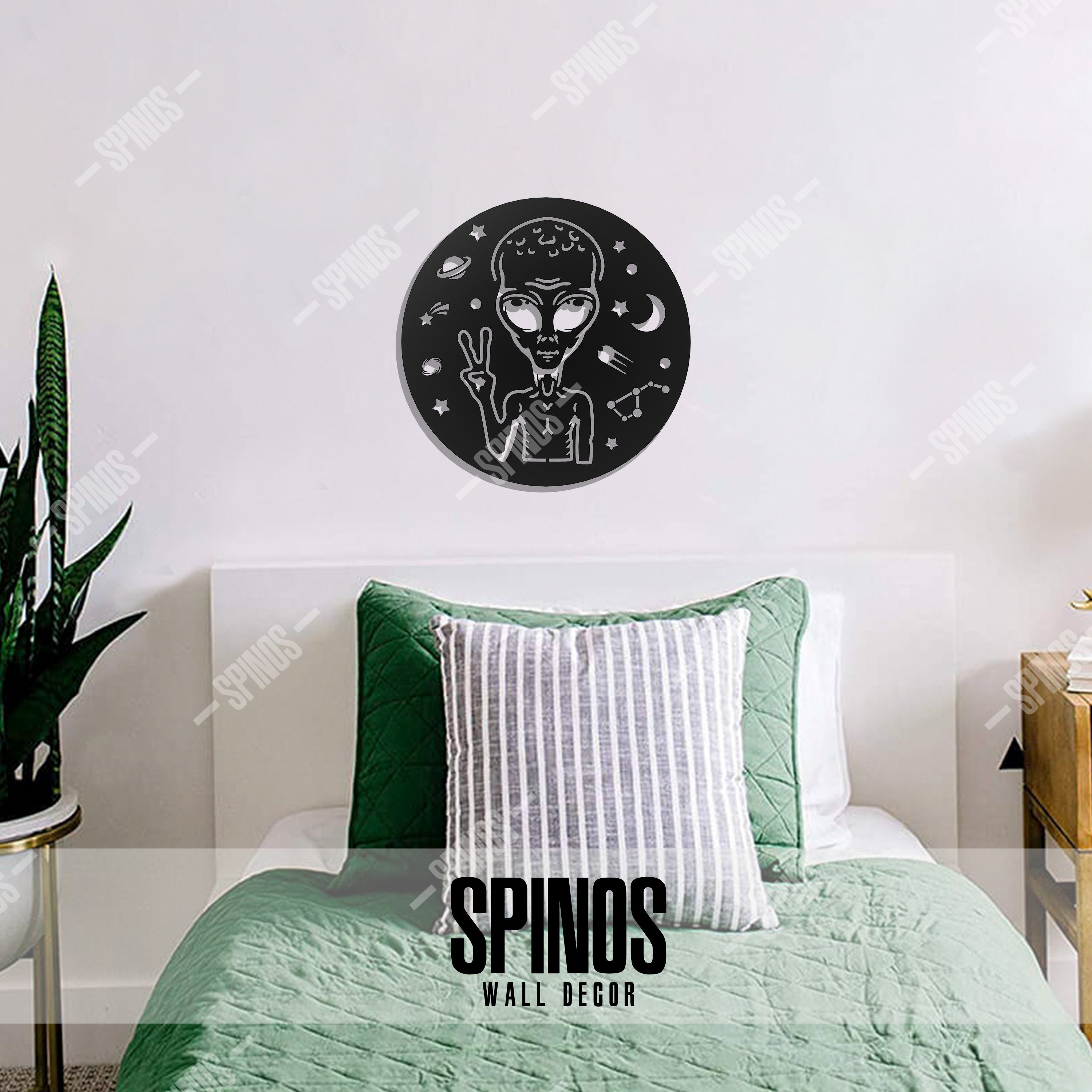 Alien Wall Art Space Wall Decor Planet Stars Moon Wood - Etsy