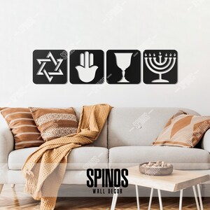 Jewish Wood Wall Art - Hebrew Symbols Wall Art - Israel Sign - Religion ...