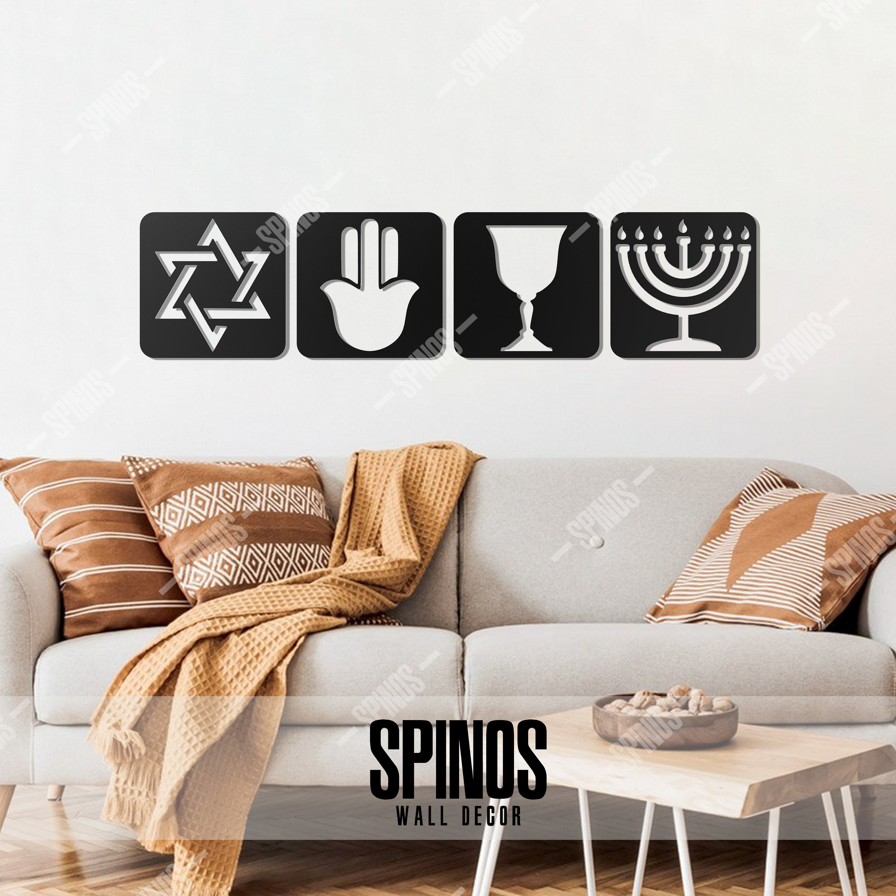 Jewish Wood Wall Art Hebrew Symbols Wall Art Israel Sign - Etsy