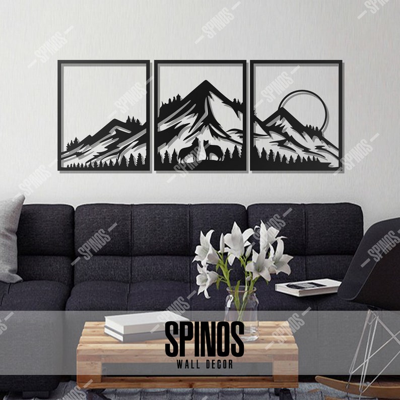 Mountain Wall Decor Landscape Wall Art Forest Wood Sign - Etsy