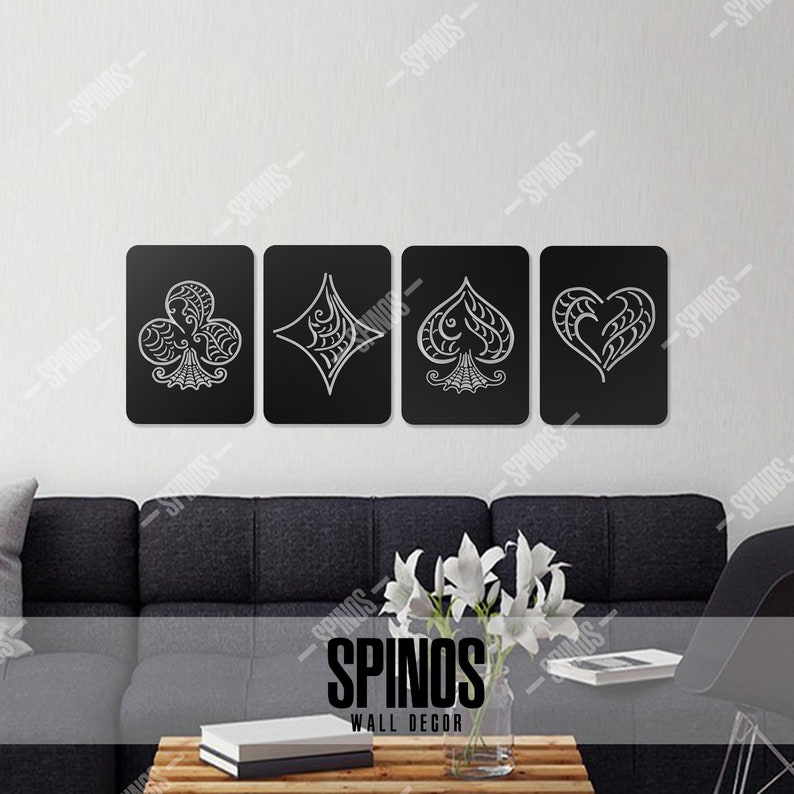 Playing Cards Wood Wall Decor Spades Hearts Diamonds - Etsy