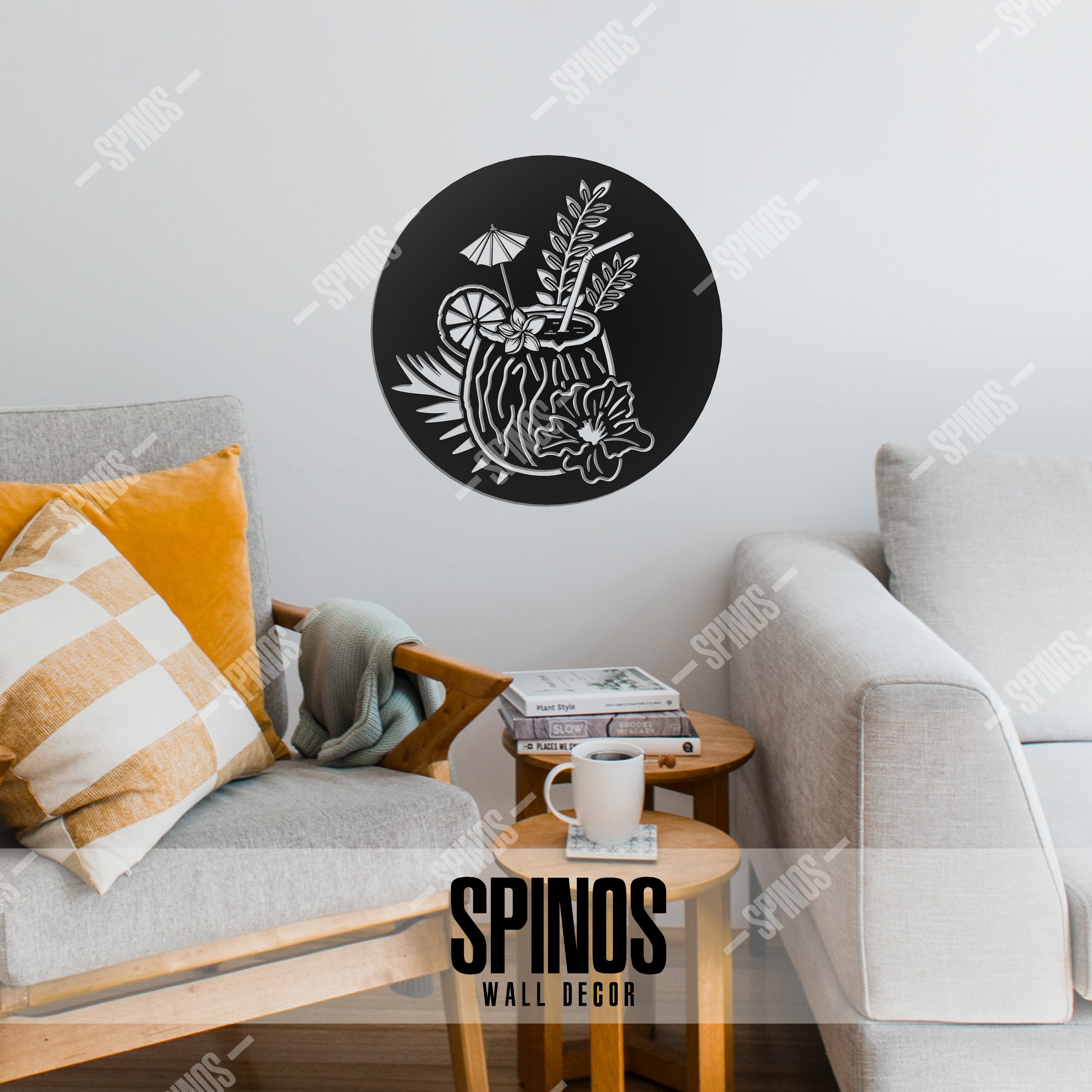 Coconut Wood Wall Decor Tropical Drink Wall Art Cocktail - Etsy