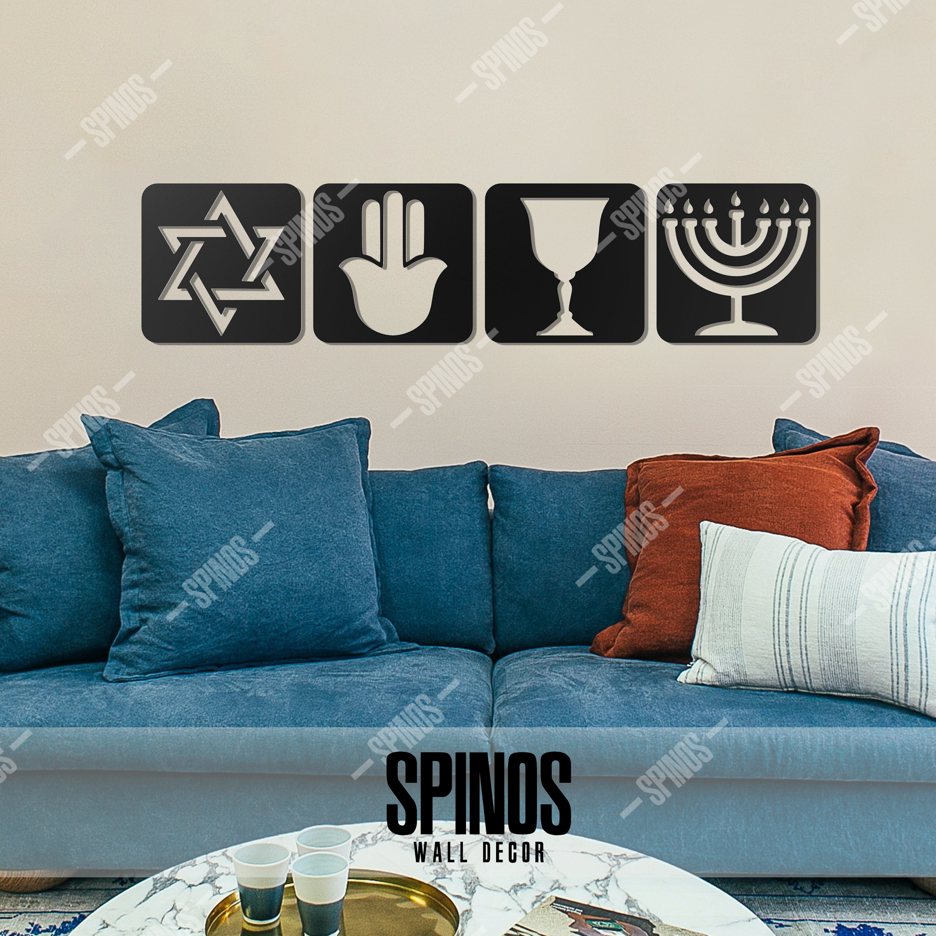 Jewish Wood Wall Art Hebrew Symbols Wall Art Israel Sign - Etsy