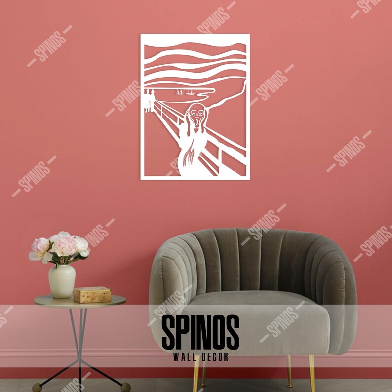 The Scream Wooden Wall Art – Minimal Edvard Munch Line Art ...