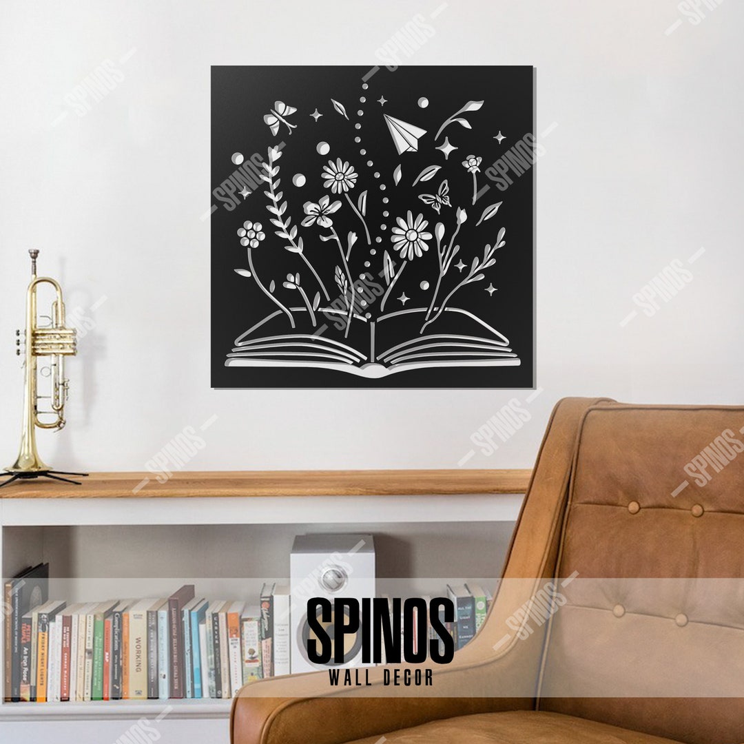 Library Wood Wall Decor, Book Flower Lover Gift, Classroom Art, Class ...