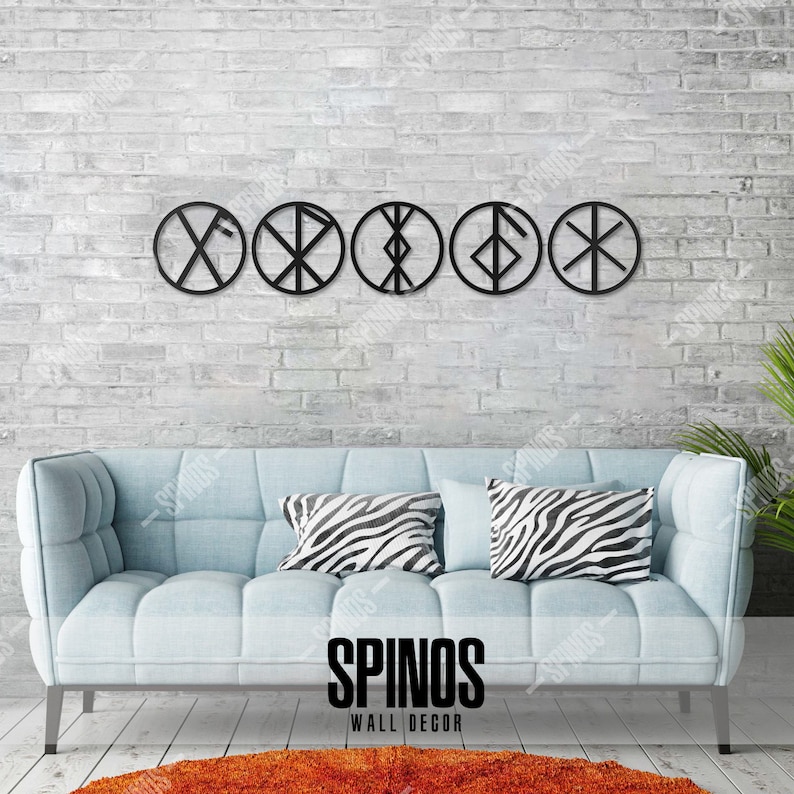 Vikings Rune Wood Wall Art Bind Runes Decor Nordic - Etsy