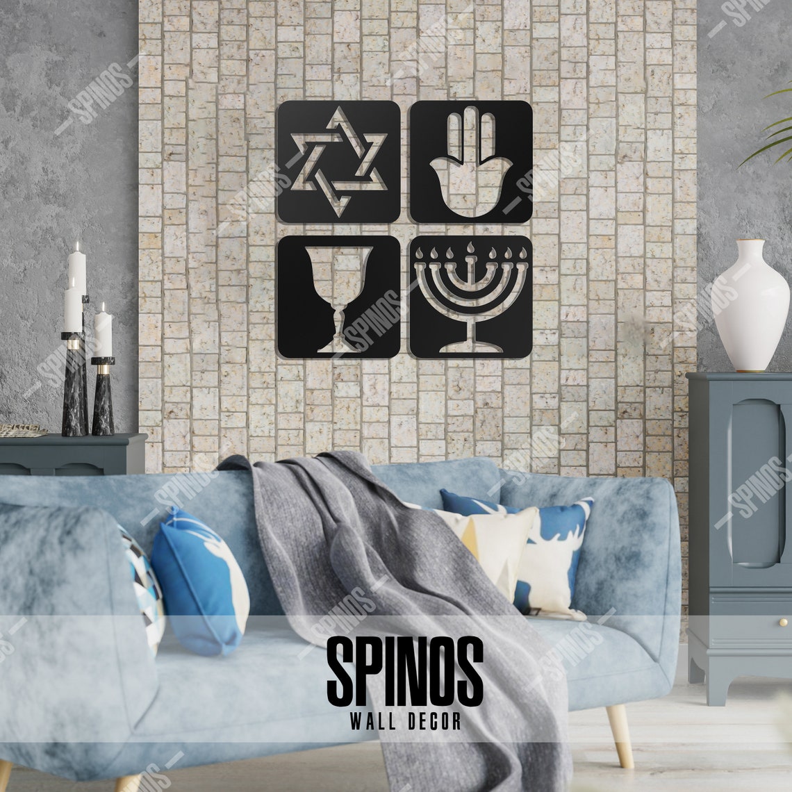 Jewish Wood Wall Art Hebrew Symbols Wall Art Israel Sign - Etsy