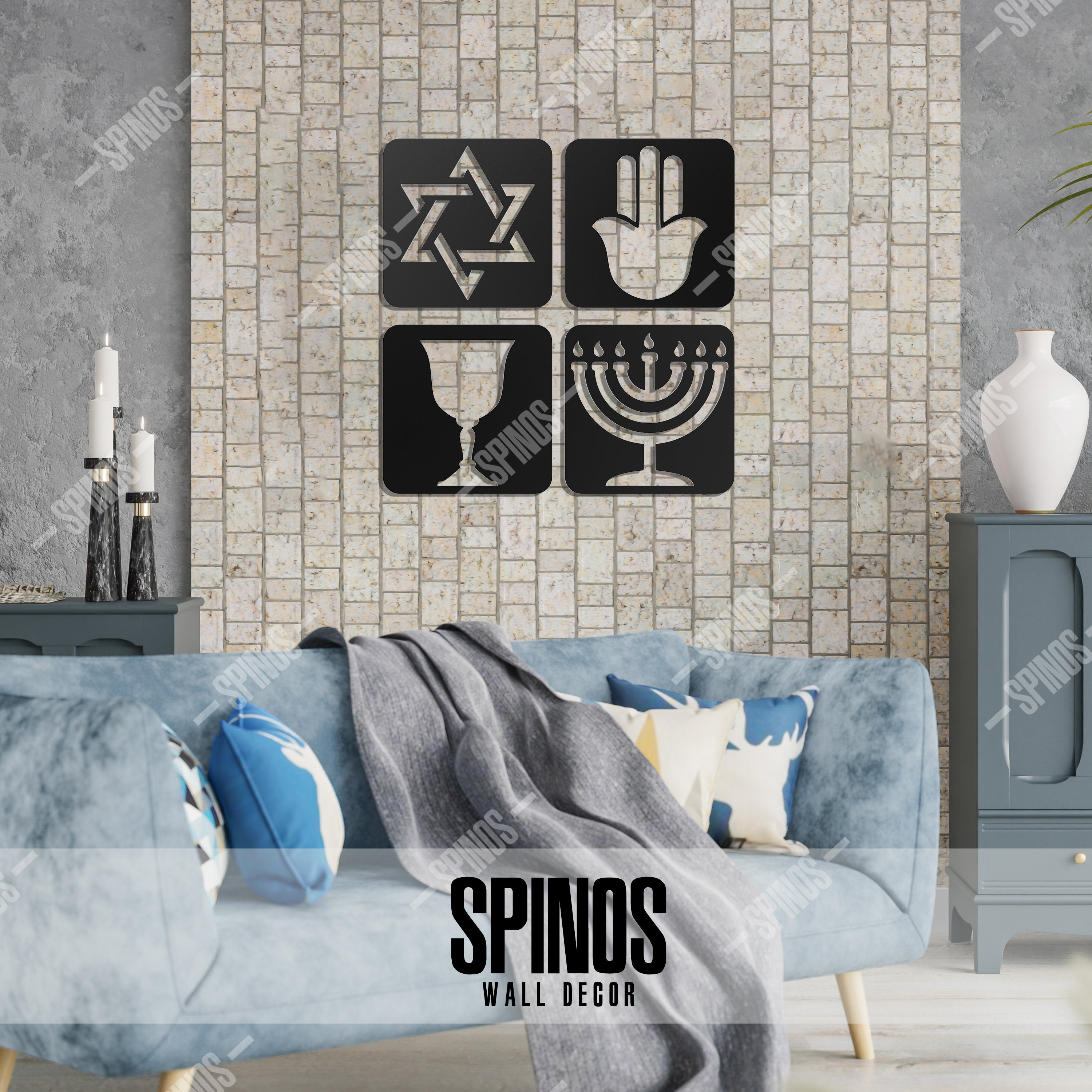 Jewish Wood Wall Art Hebrew Symbols Wall Art Israel Sign - Etsy