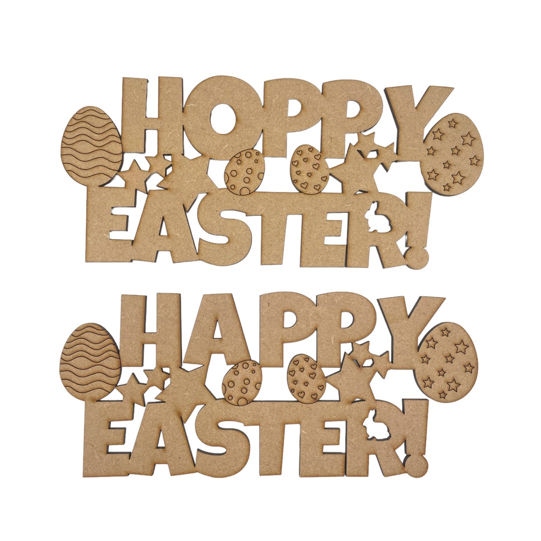 Happy Hoppy Easter Craft Wreath Mdf Cut Out Decoration - Etsy