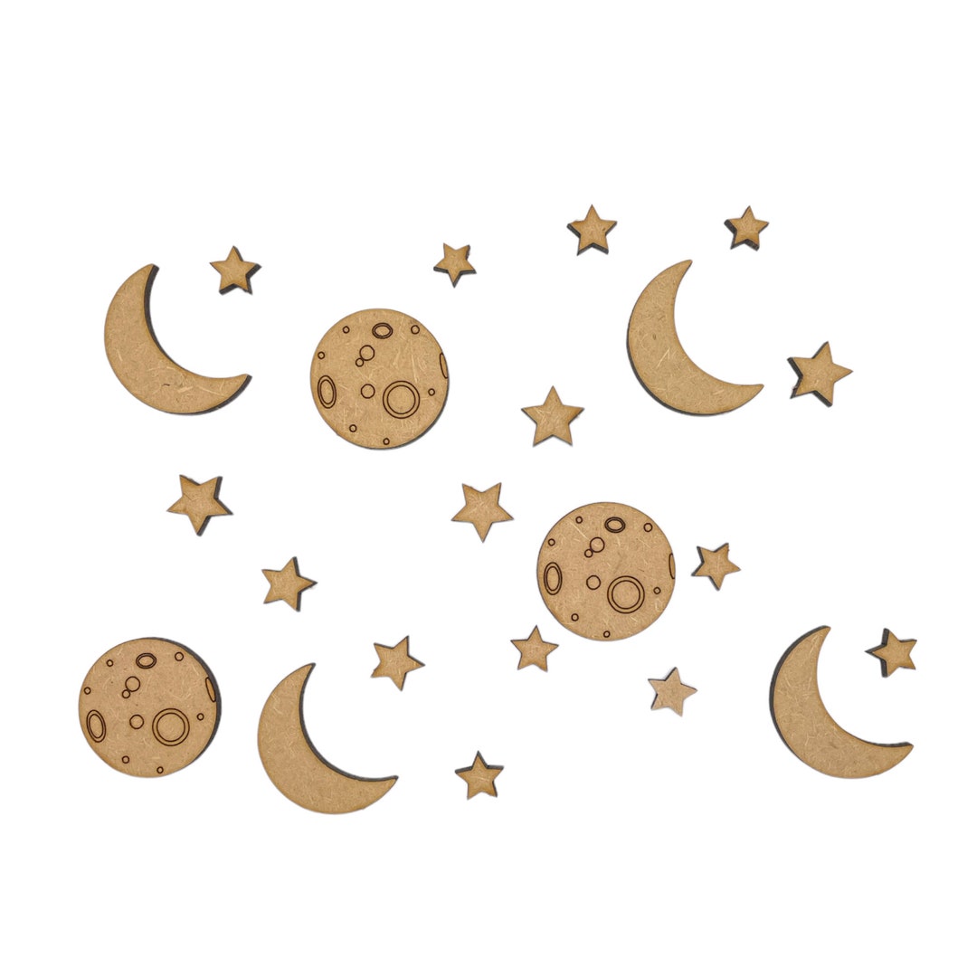 Moon Stars Crescent Moon Embelishment Laser Cut Shapes Craft - Etsy