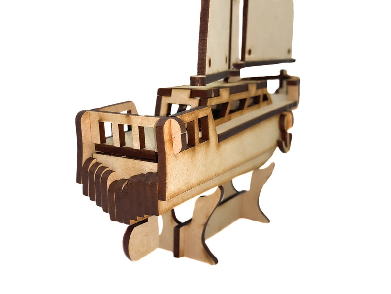 Sailing Boat Yacht 3D Model DIY Kit Gift Wooden Laser Cut Craft Present ...