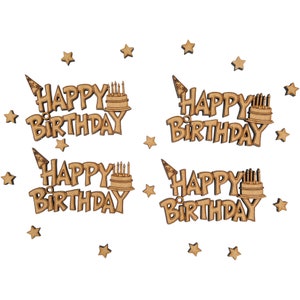 Happy Birthday Laser Cut Mdf Craft Shapes Table Confetti - Etsy