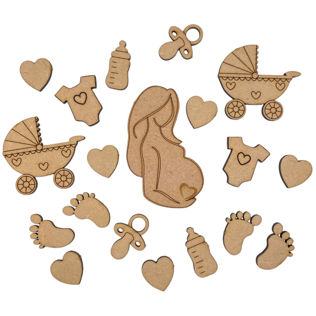 Mother Baby Pregnancy Related 2cm -7.5cm Pop Out Items Set Mdf Craft ...