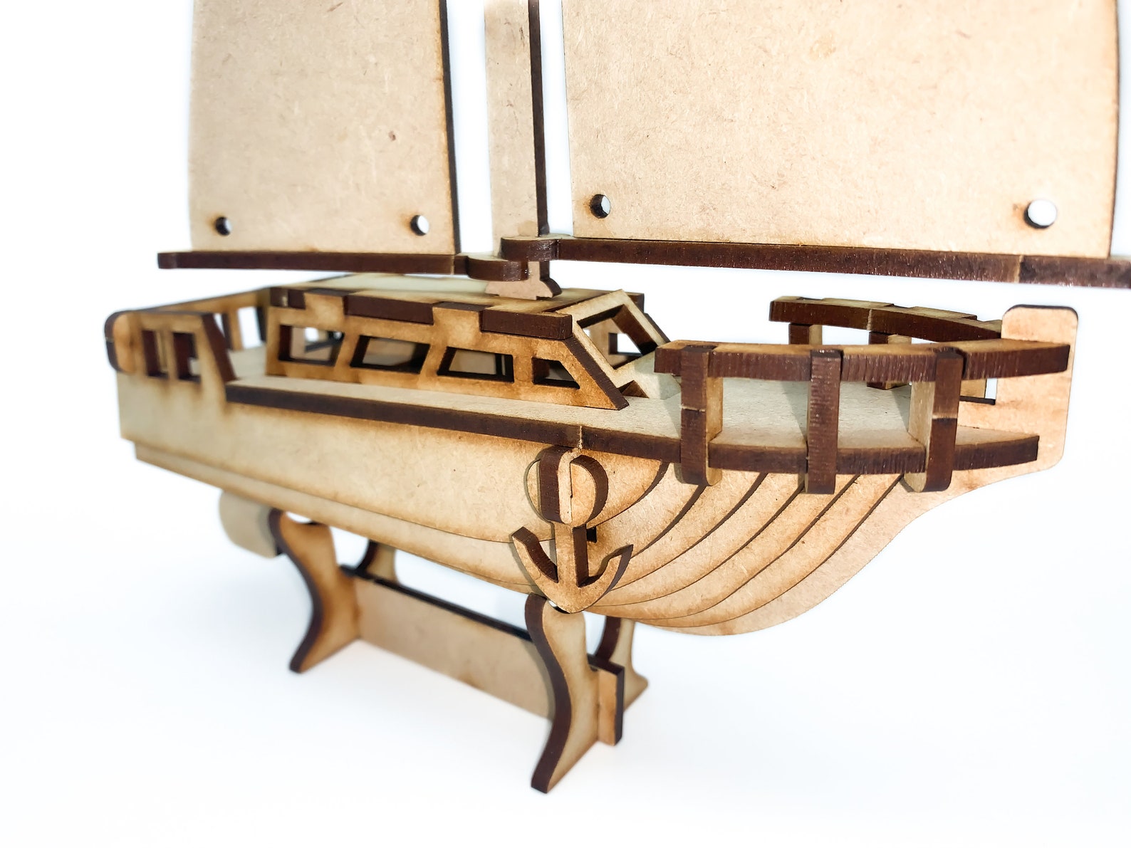 Sailing Boat Yacht 3D Model DIY Kit Gift Wooden Laser Cut Craft Present ...
