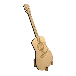 19.3cm Eletric Acoustic Guitar Shape Cut Out Craft Music Laser Cut MDF ...