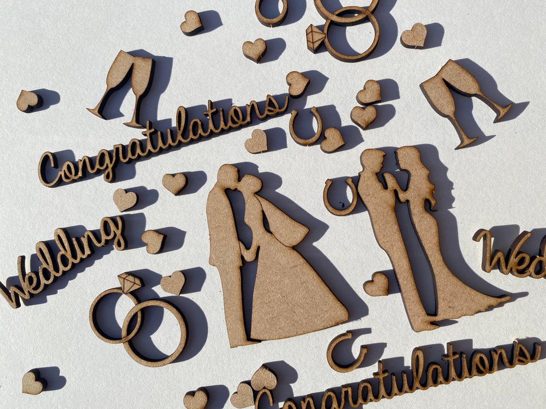 Wedding Congratulations Hearts Decoration Lasercut Mdf Crafts Card ...