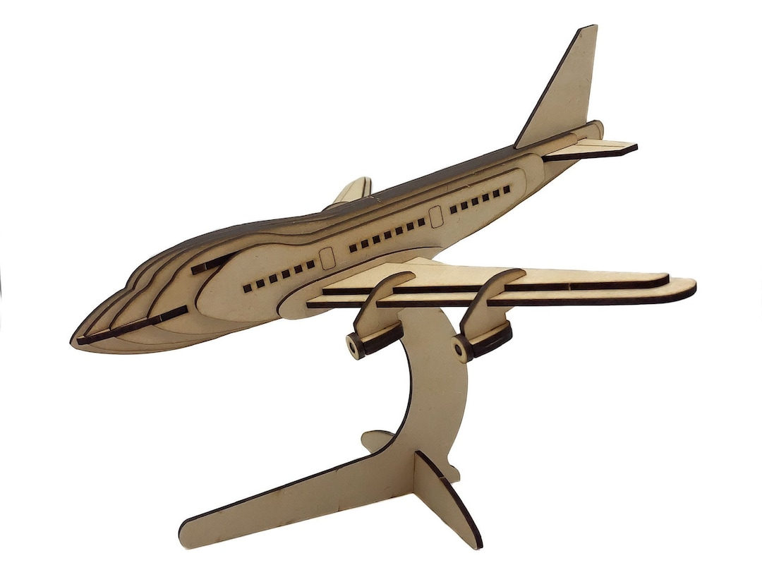 Boeing 747 Plane 3D Model DIY Kit Gift Wooden Laser Cut Craft Present ...