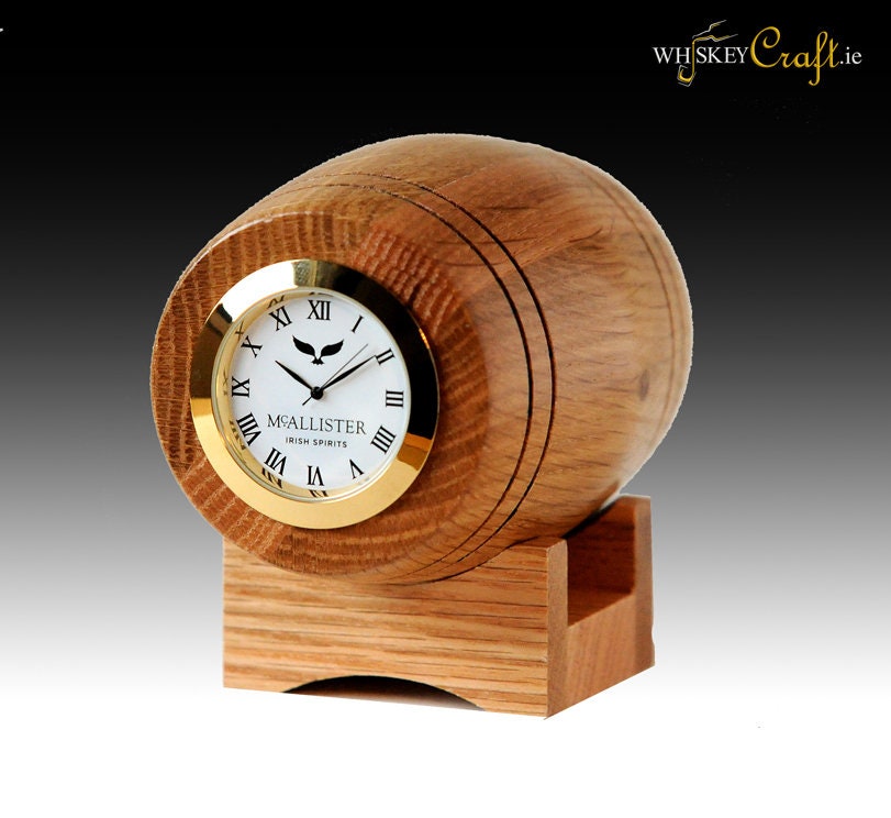Irish Whiskey Oak Barrel Desk Clock - Etsy