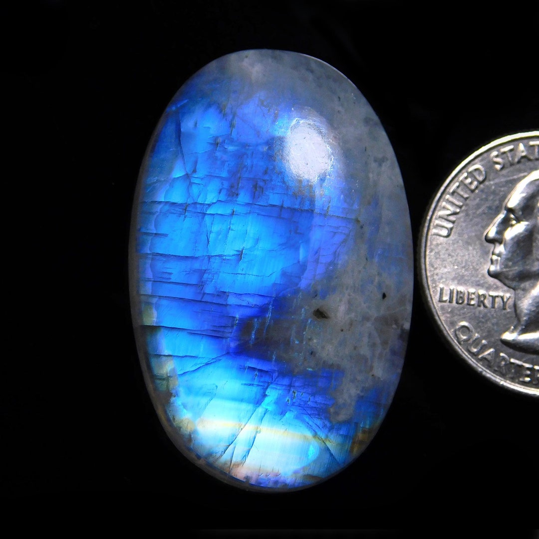 Aaatop Rare Blue Flashy Rainbow Moonstone Cabochon, Necklace Jewelry ...