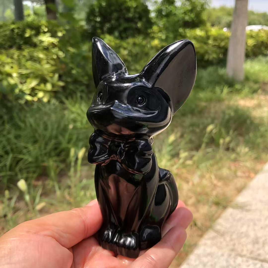 Obsidian Carved Cat Statue: Natural Crystal Home Decor (4.8 Inches) - Etsy