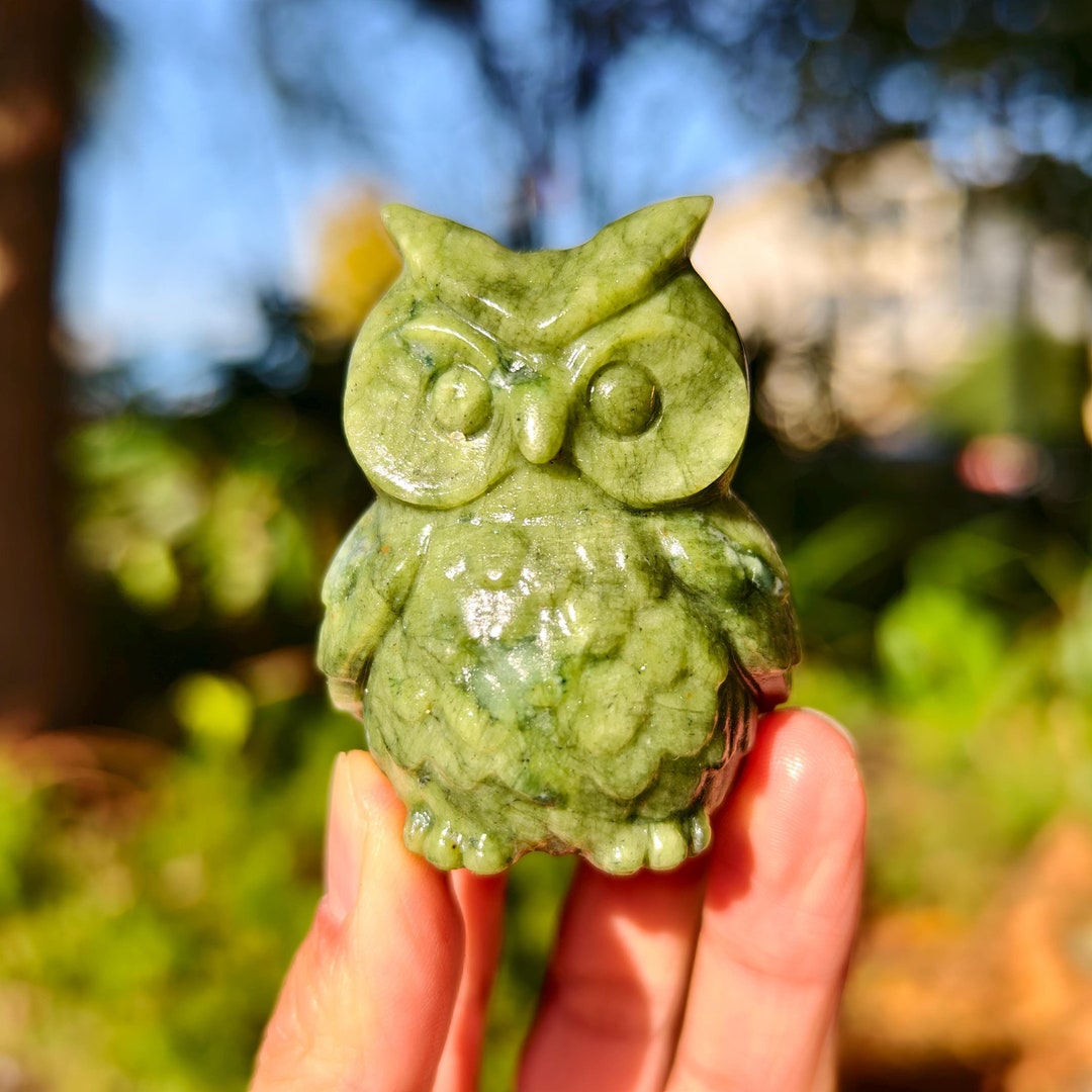 2inches Natural Jade Carved Owl,crystal Owl Carving,jade Owl,owl Statue ...