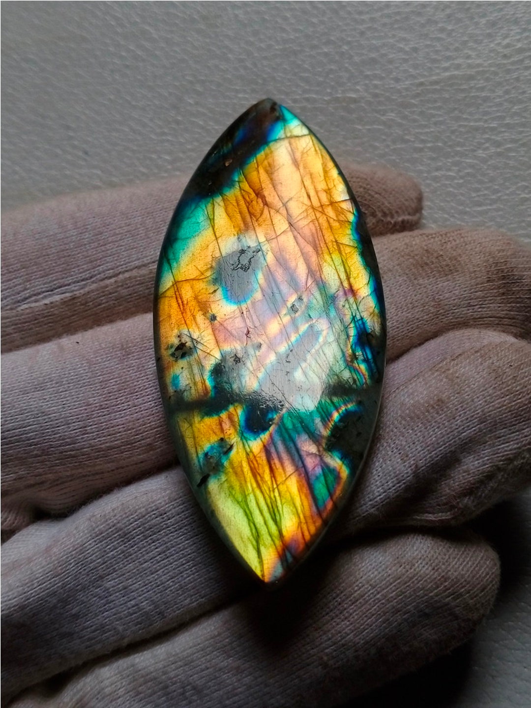 Amazing Unique Multi Rare Yellow Flashy Labradorite Cabochon Pendant ...