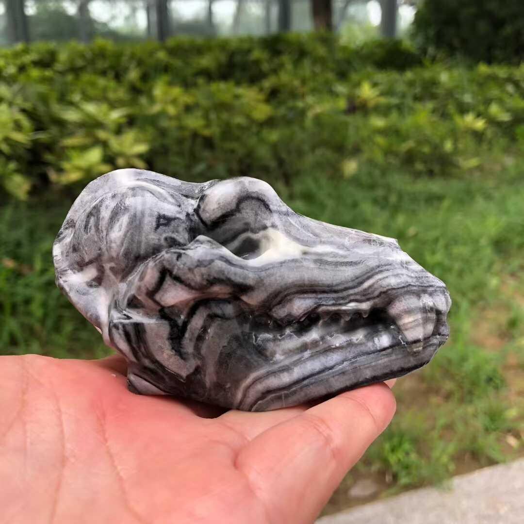 Picasso Jasper Carved Wolf Skull Statue - 4 Inch Crystal Decor - Etsy