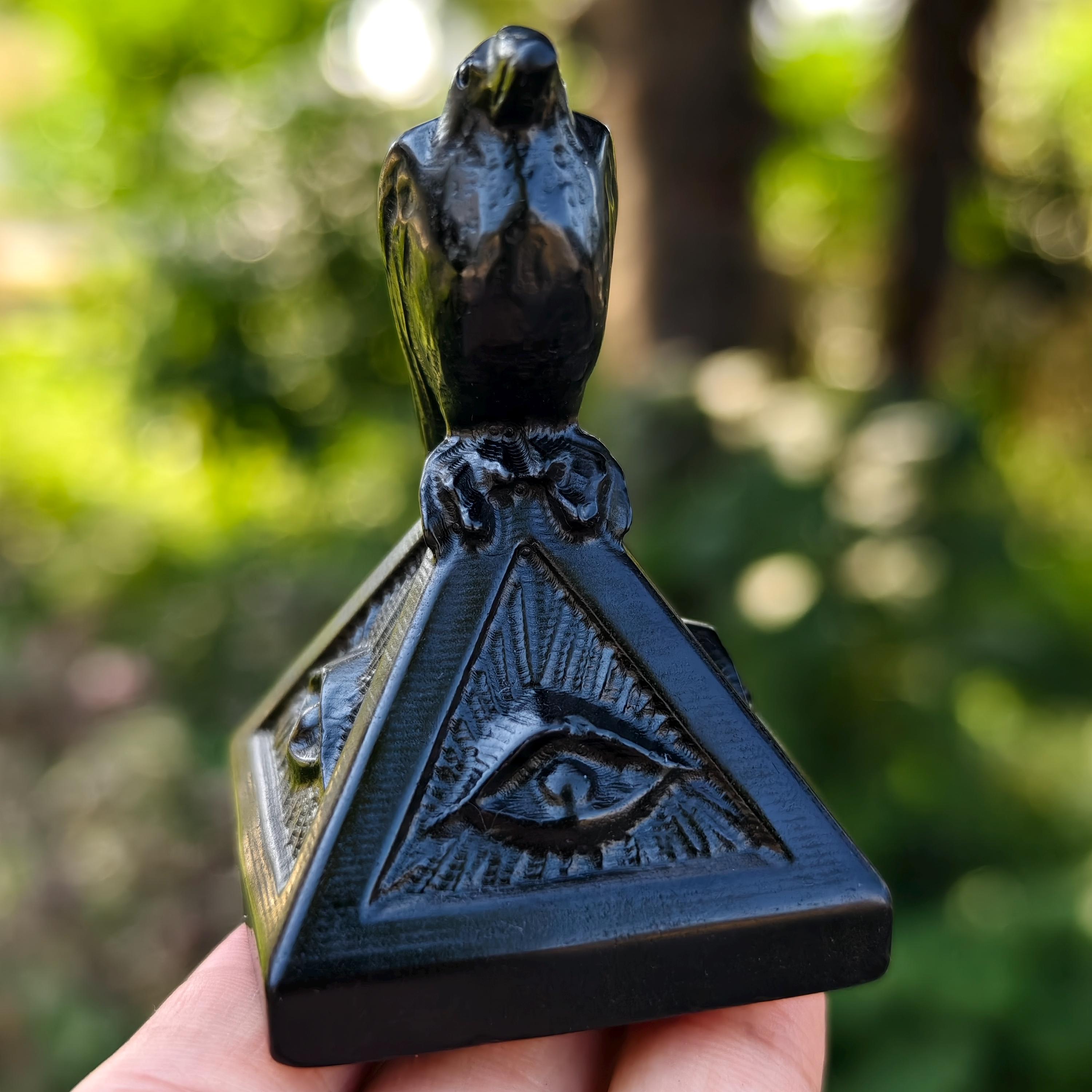 Obsidian Carved Crow Statue: Evil Eye Crystal Home Decor - Etsy