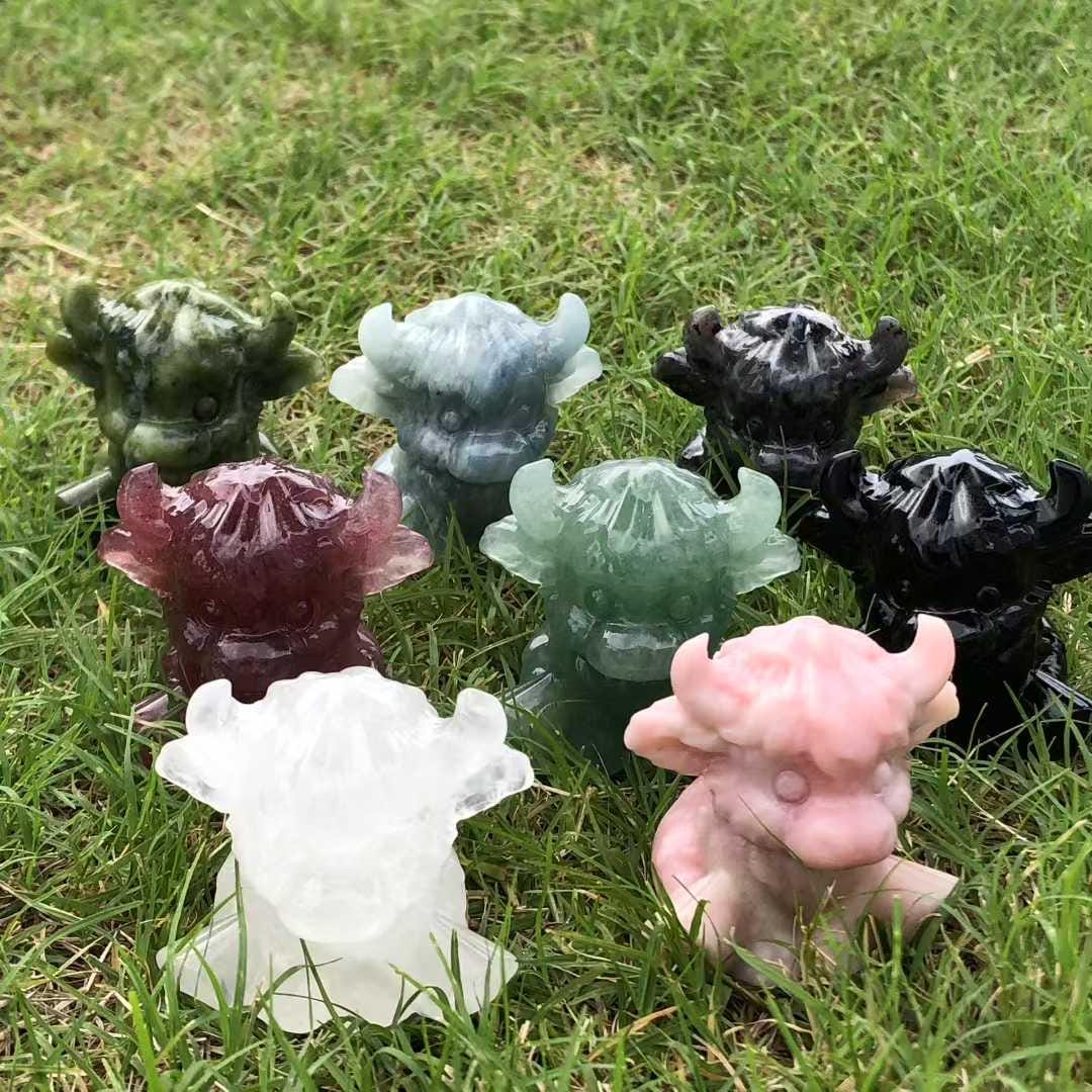 Quartz Crystal Highland Cattle Carving: Natural Stone Home Decor - Etsy