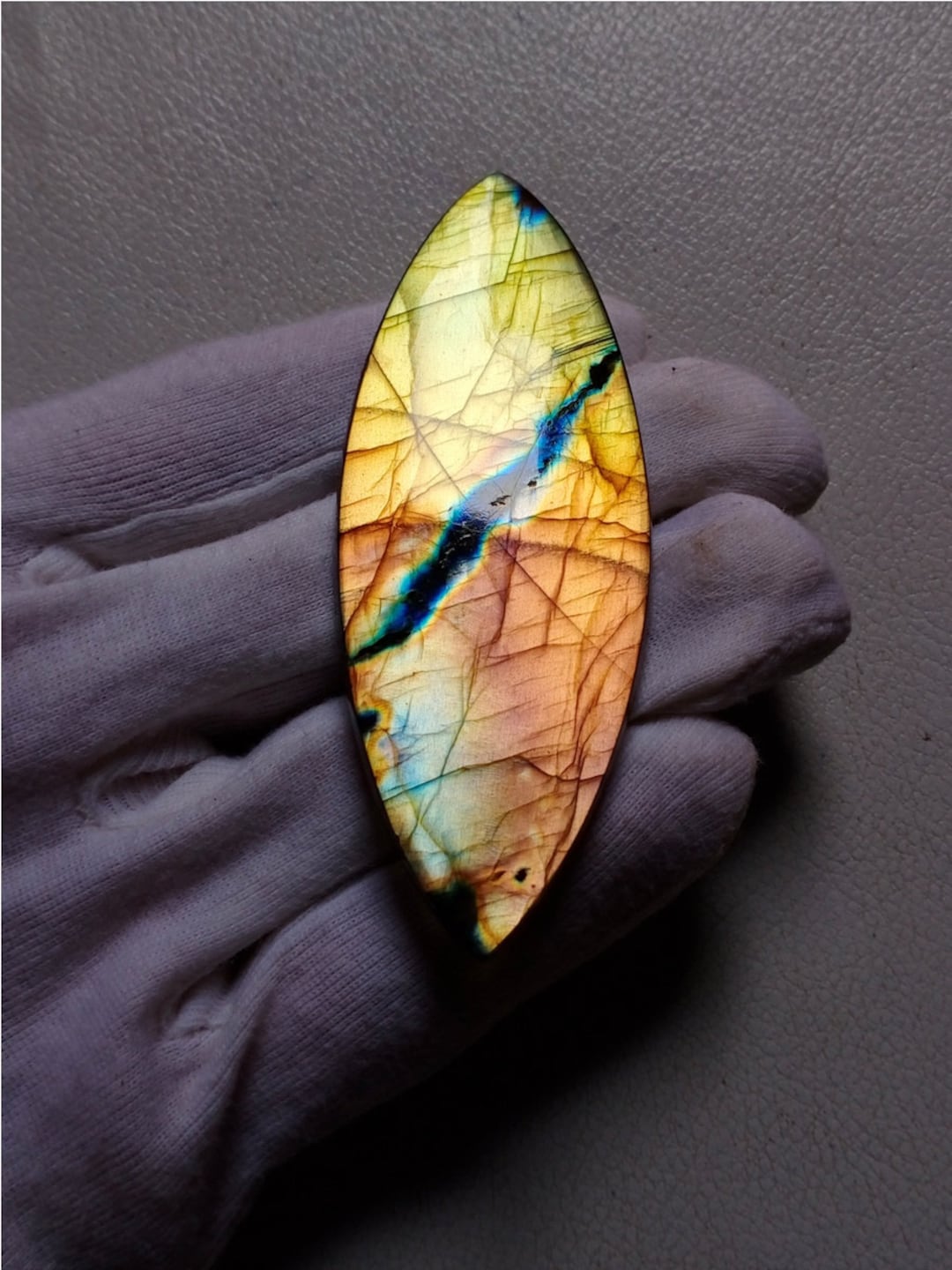 Amazing Rare Yellow Flashy Labradorite Cabochon Pendant Jewelry Making ...
