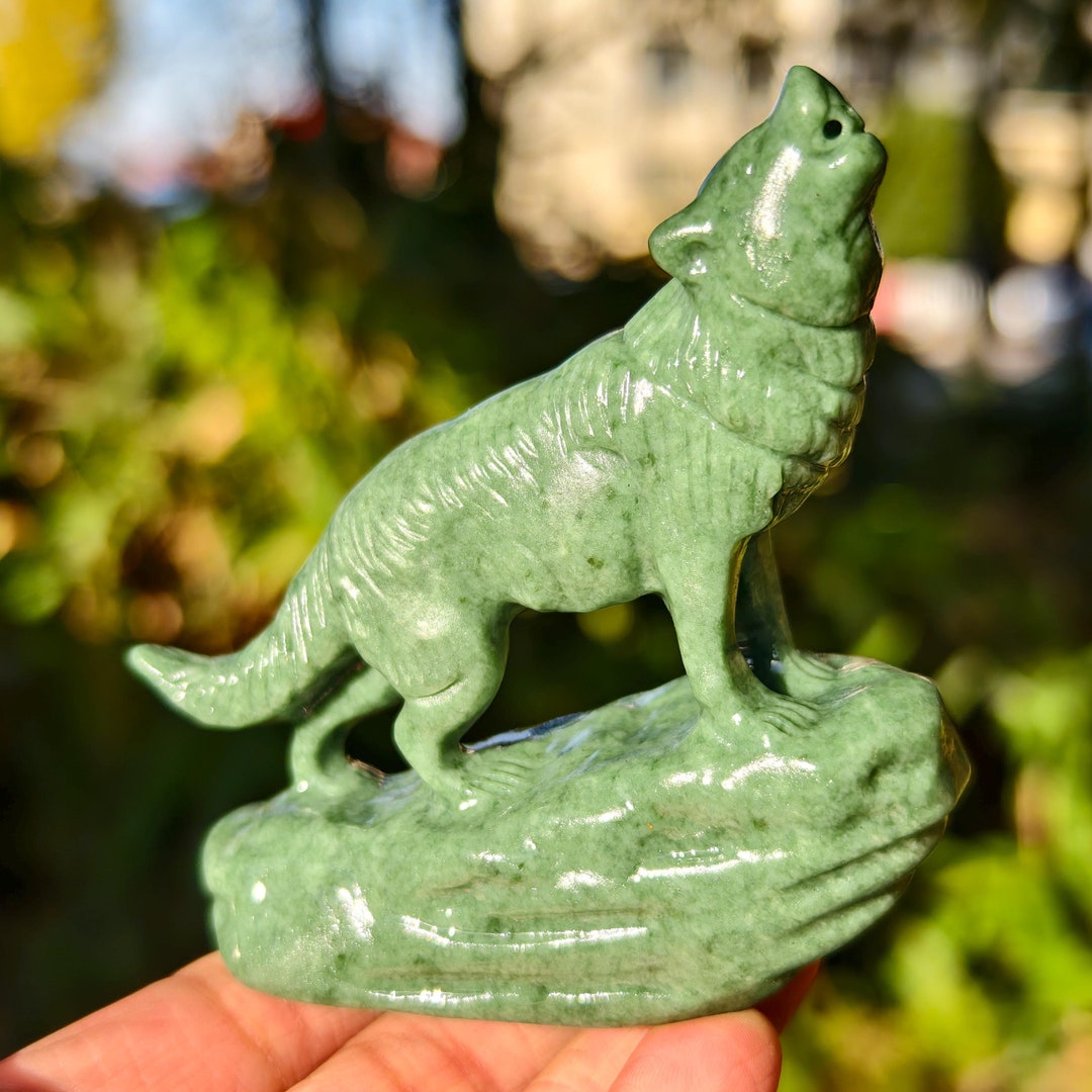 Natural Jade Carved Wolf Statue: Crystal Home Decor - Etsy