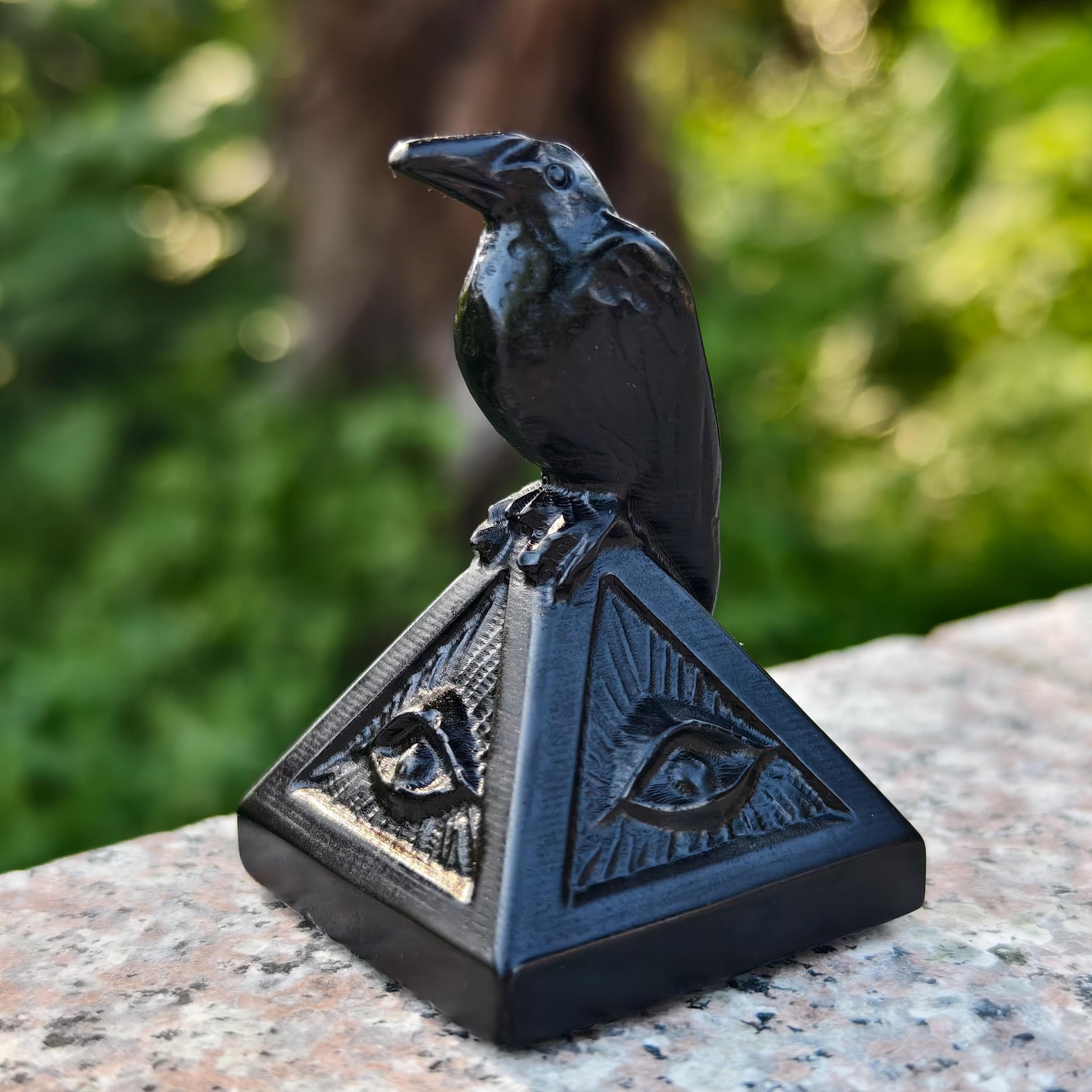 Obsidian Carved Crow Statue: Evil Eye Crystal Home Decor - Etsy