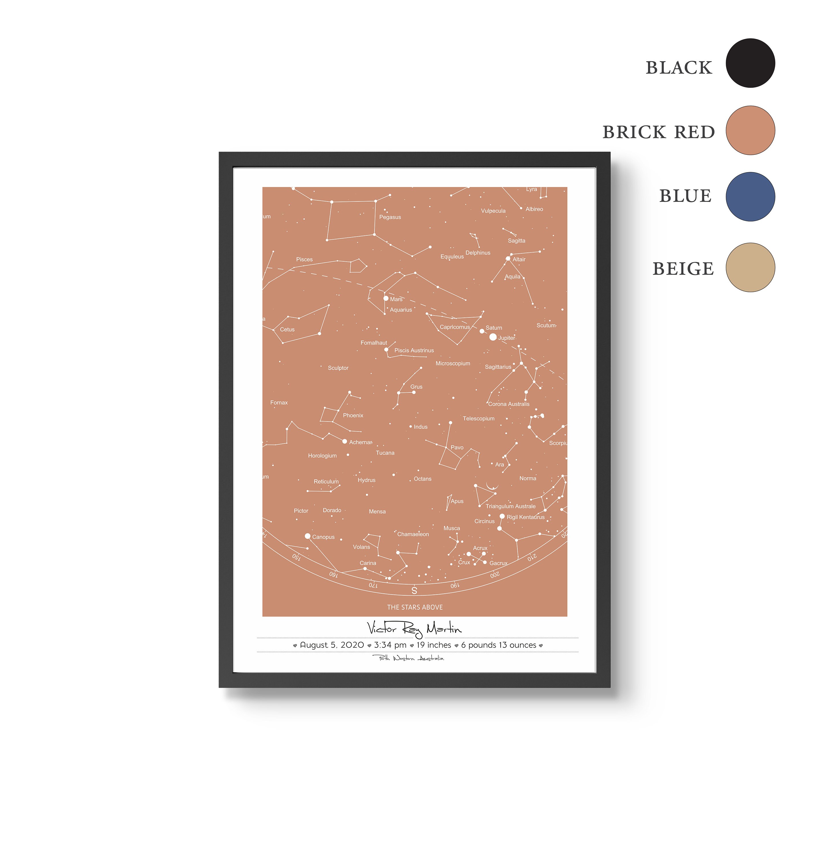 Birth Poster Custom Star Map Night Sky Print by Date - Etsy