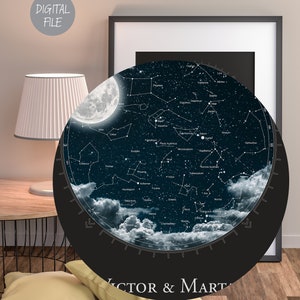 Custom Star Map, Night Sky Print by Date, Personalized Star Chart ...